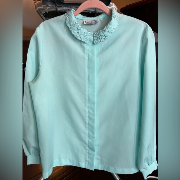 New Attitude/Russ Togs | Tops | Vintage Usa 7s Seafoam Green Blouse New ...